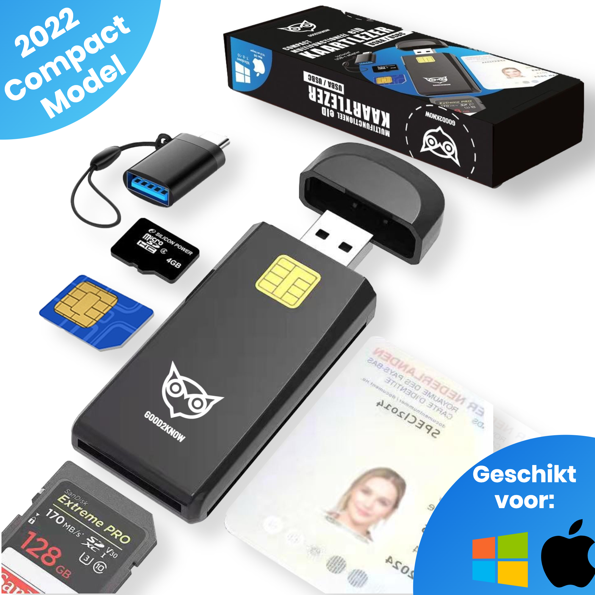 Id Kaartlezer USB Multifunctioneel eID Geheugenkaartlezer - Compact (G
