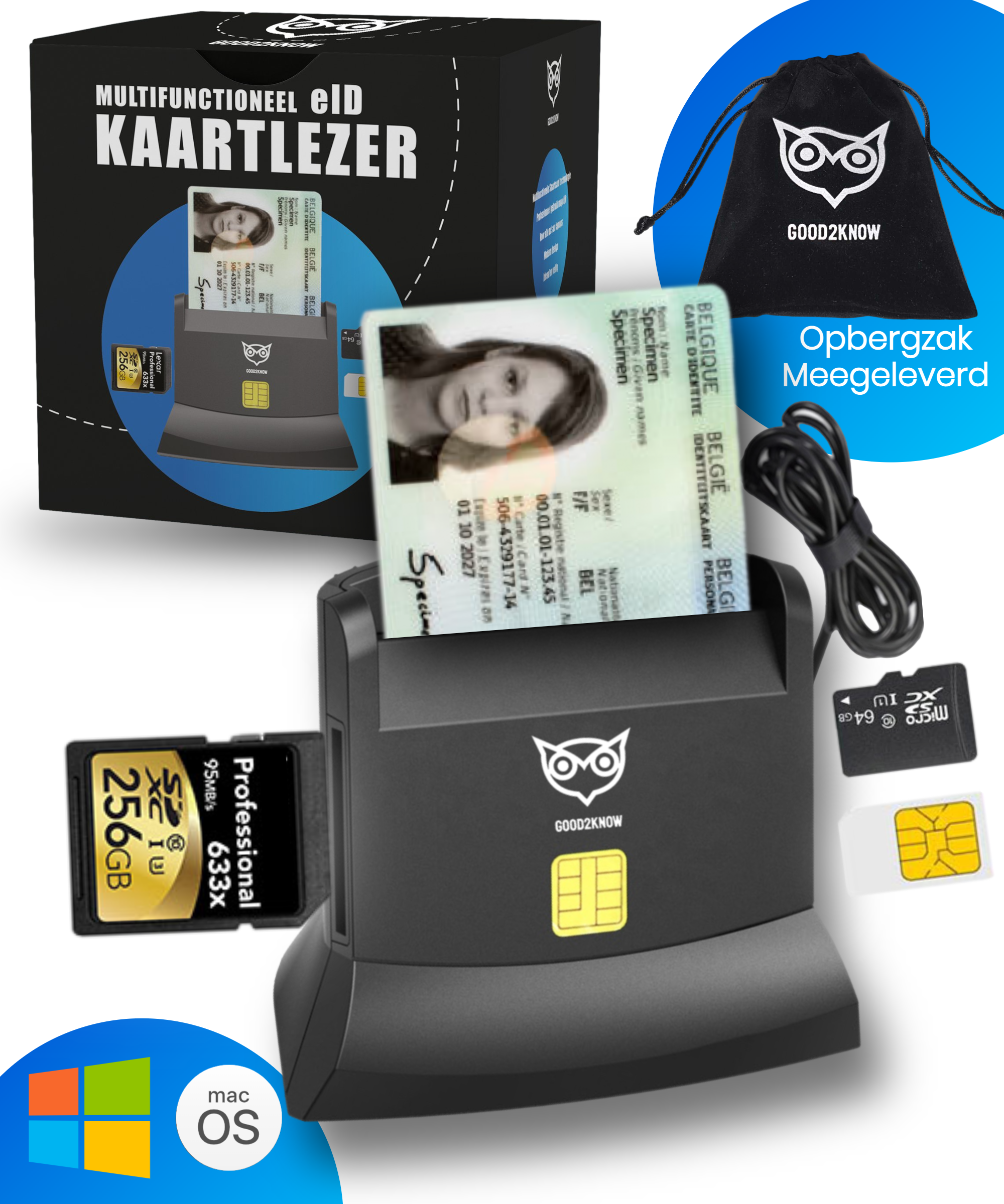 eID Kaartlezer België ID Lezer Tafelmodel - [G2K-18]